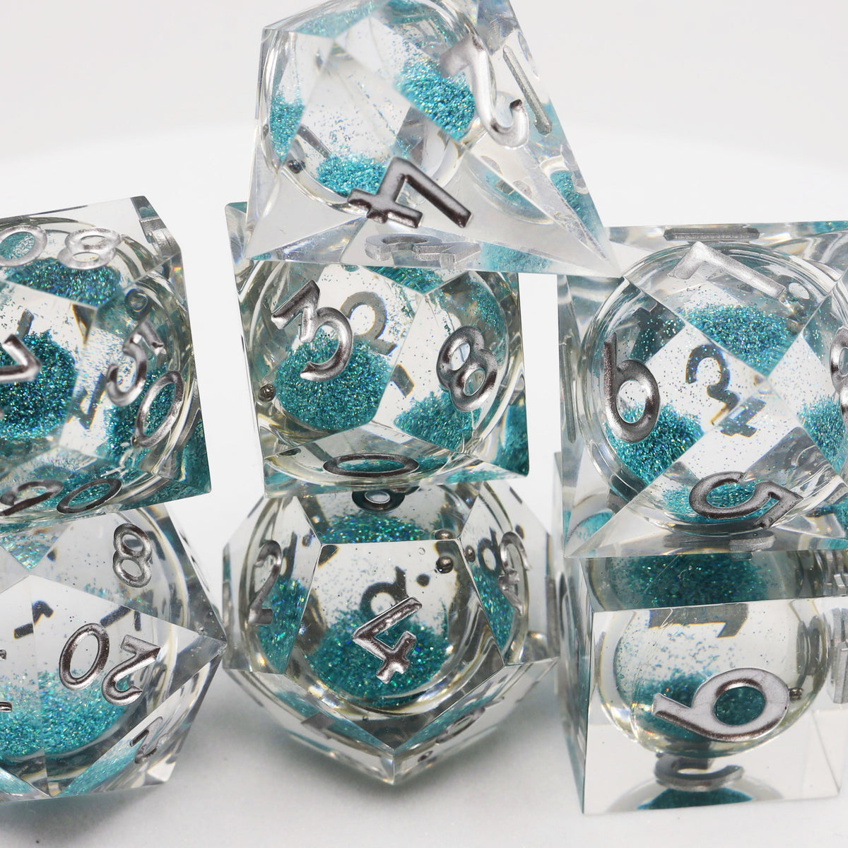Sharp Edge Liquid Core RPG Dice Set - Sky Blue – Foam Brain Wholesale