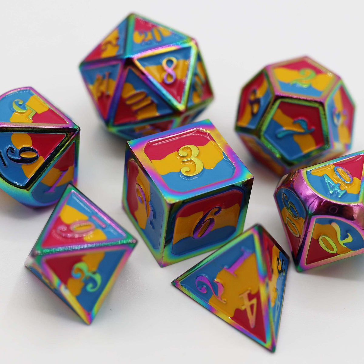Pansexual Pride Flag - Metal RPG Dice Set – Foam Brain Wholesale