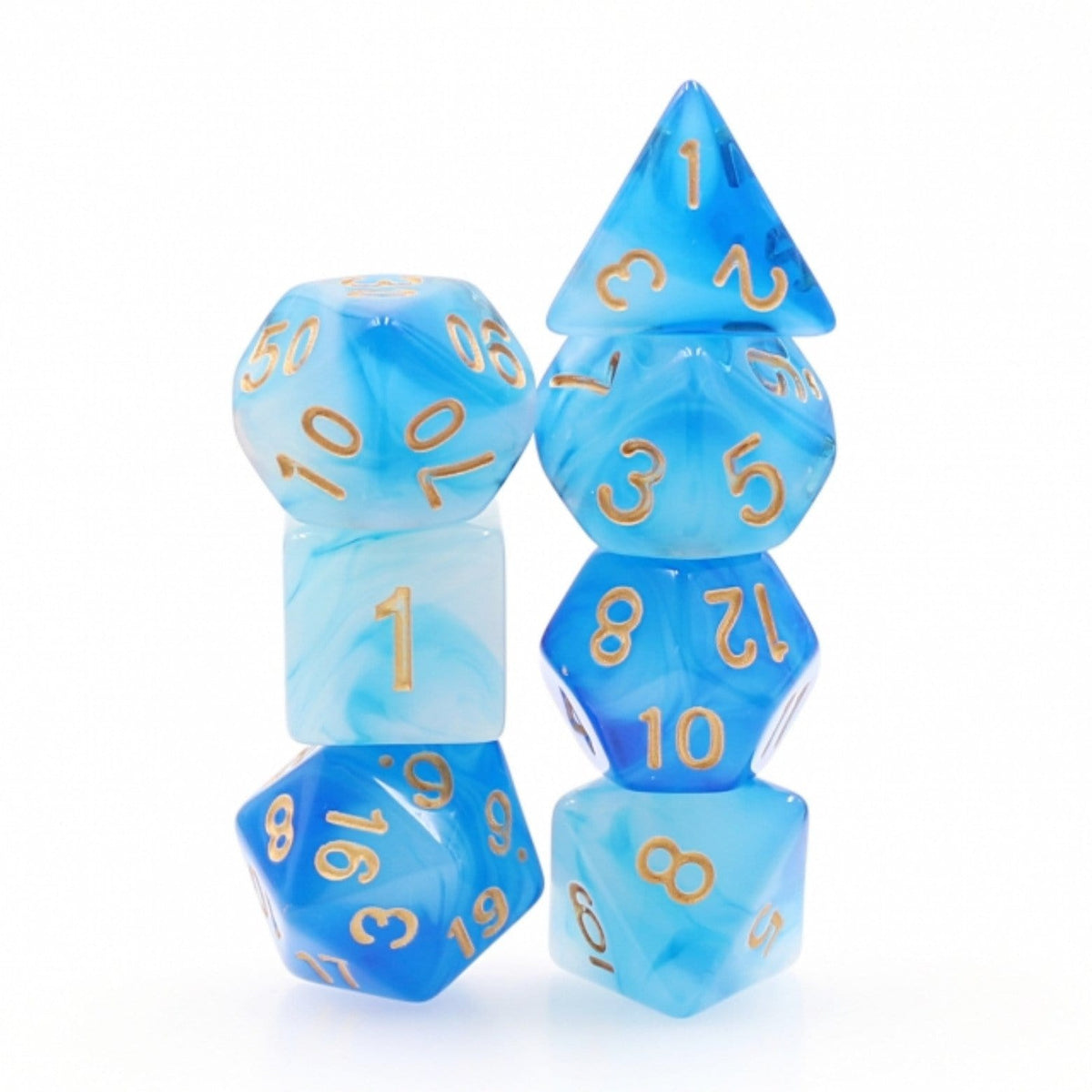 Blue Silk Translucent RPG Dice Set – Foam Brain Wholesale