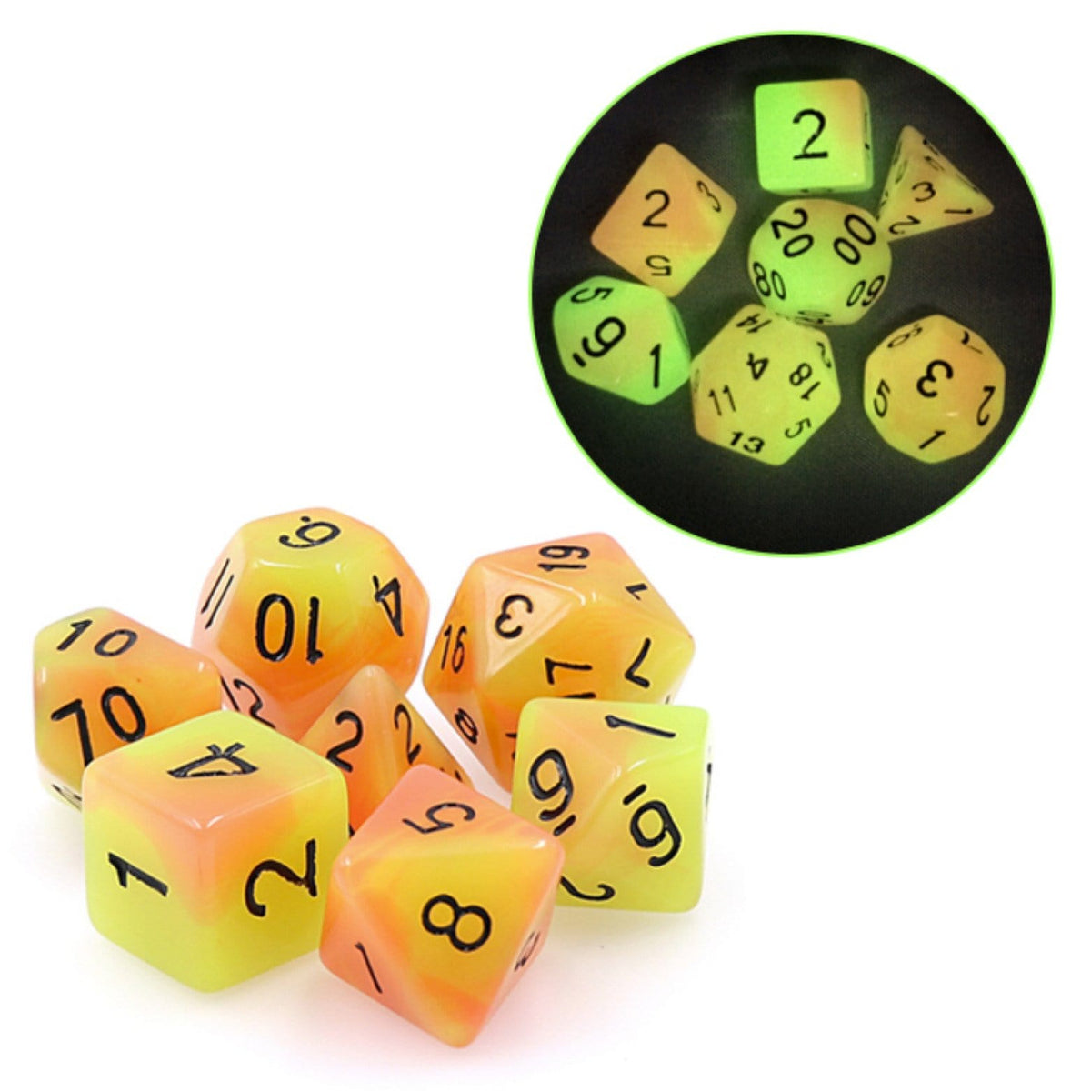 Glow in the Dark FireBall RPG Dice Set – Foam Brain Wholesale